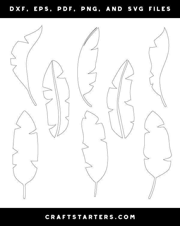Banana Leaf Outline Patterns DFX EPS PDF PNG And SVG Cut Files
