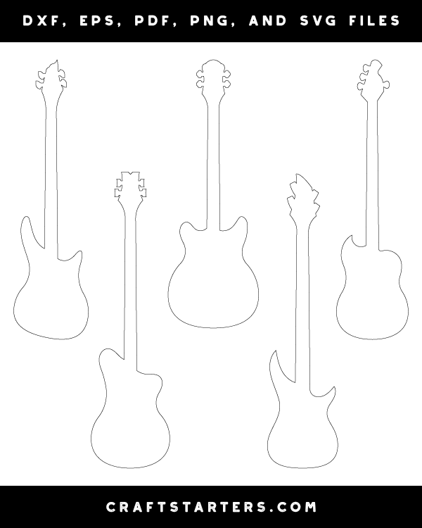 Bass Guitar Outline Patterns DFX EPS PDF PNG And SVG Cut Files